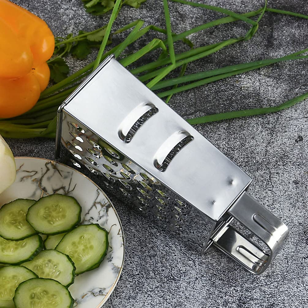 SHERCHPRY Vegetable Slicer Box Grater Cheese Graters Stainless Steel Vegetable Shredder Mandoline Slicer Nuts Kitchen Slicer Shredder Zester Grater 8inch Cheese Grater