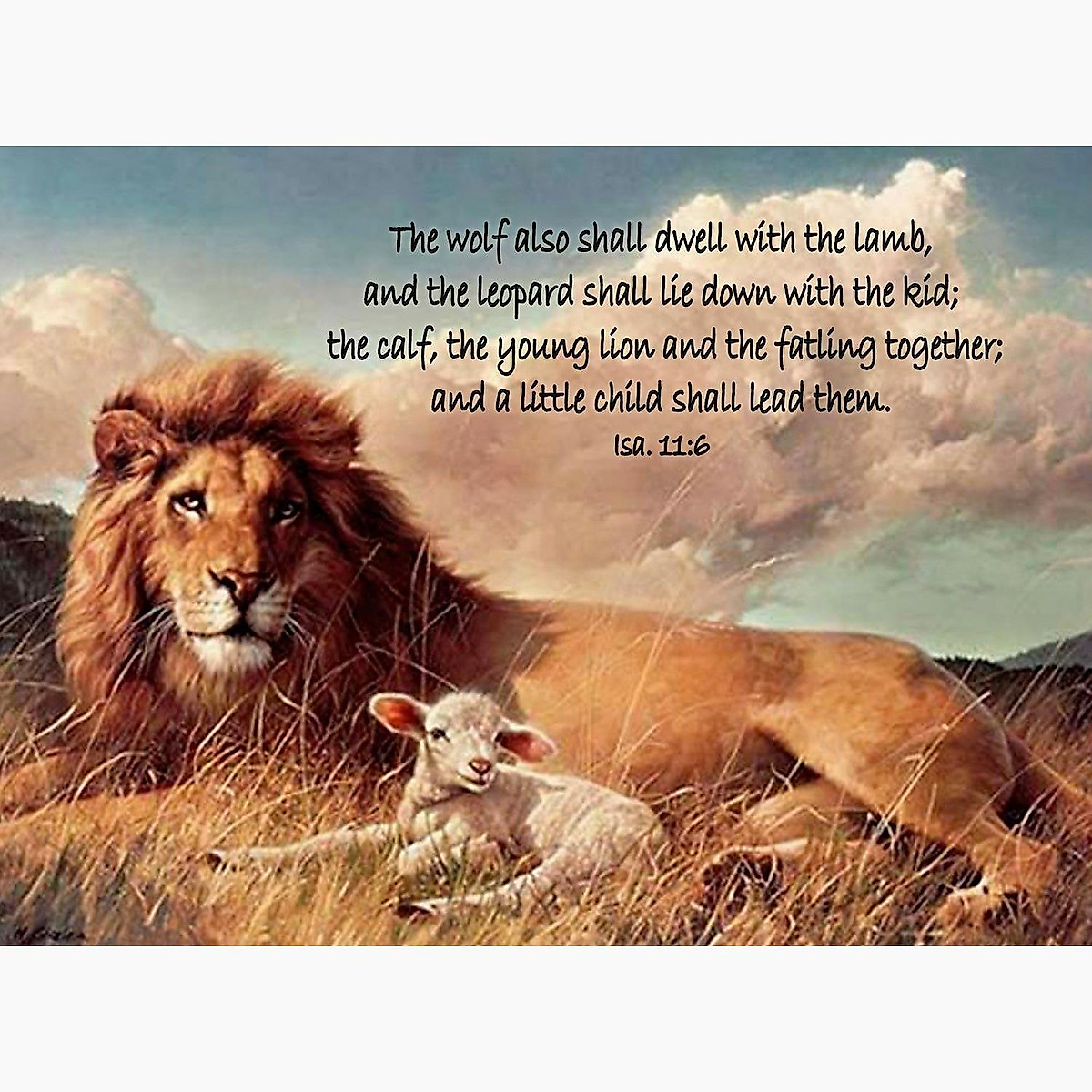 CafePress Greeting Card Lion And Lamb Greeting Cards Greeting Card (20-pack), Note Card with Blank Inside, Birthday Card Glossy