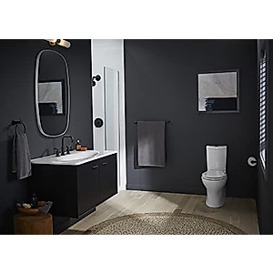KOHLER 14406-4-BL Purist Lavatory Bathroom Faucet, Widespread Sink Low Lever Handles and Low Gooseneck Spout, Matte Black