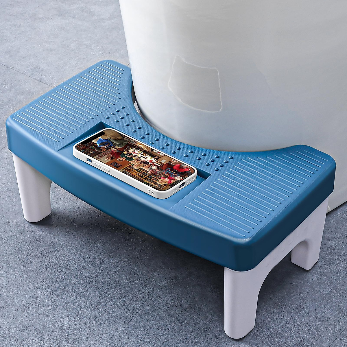 Toilet Stool Squat Adult, Bathroom Stool, Sturdy Poop Stool for Bathroom Adults, Toilet Foot Step Stool for Adults with Storage Groove, 7 Inch Height Blue