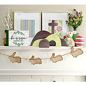 Ahzemepinyo Easter Resurrection Scene Set  He is Risen Wooden Tabletop Centerpieces Decorations The Tomb was Empty Signs for Jesus Easter Home Holiday Table Décor