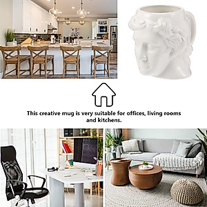 Cabilock Creative Ceramic Mug David Sculpture Drinking Cup Head Statue Teacup Ceramic Cup Milk Mug for Coffee Drinks Cappuccino Latte Americano Tea