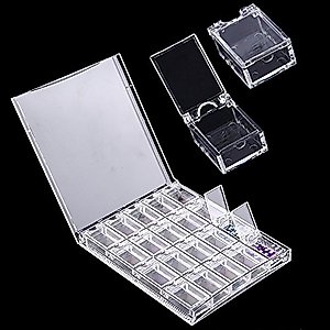 MissLytton Small Storage Box Jewelry Bead Organizer, Clear Plastic Covered Container Box with 20 Removeable Compartment, Perfect for Storing Nail Arts Rhinestones, Small Charms, Earrings, Seeds