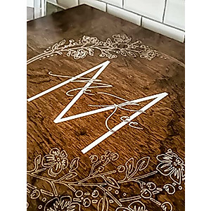 Josephine Thomas Home Personalized Noodle Board, Large Initial + Last Name, Stove Cover, Cooktop Cover, Warm Brown