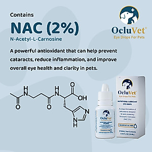 OcluVet Eye Drops for Pets | Clinically Studied Antioxidants for Pets with Cataracts | Made in The USA | Includes 2% N-Acetyl-L-Carnosine (NAC) | 16mL