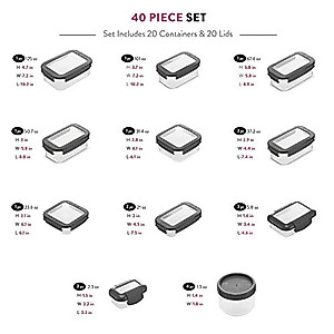 40-Piece Airtight Food-Storage Containers With Lids BPA-Free Durable Plastic Food-Containers Set - 100% Leakproof Guaranteed - Freezer, Microwave & Dishwasher-safe - Leftover, Meal Prep Etc (Gray)