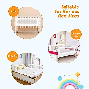 BABY JOY Bed Rails for Toddlers, Swing Down Safety Bed Guard for Convertible Crib, Folding Baby Bedrail for Kids Twin, Double, Full Size Queen & King Mattress (48-Inch, White)
