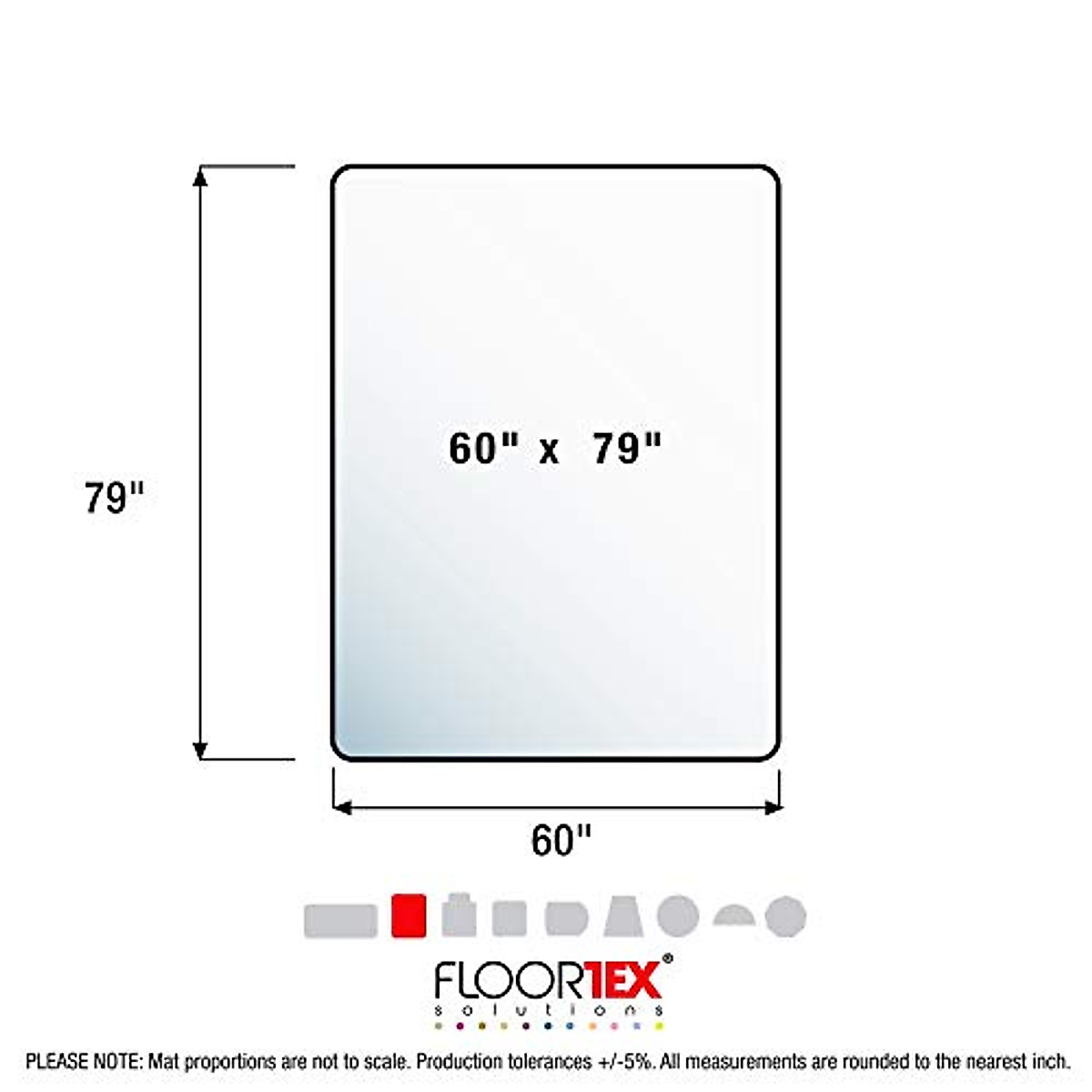 Floortex Polycarbonate XXL Office Mat 79" x 60" for Hard Floors, Clear, Model:FR1215020019ER