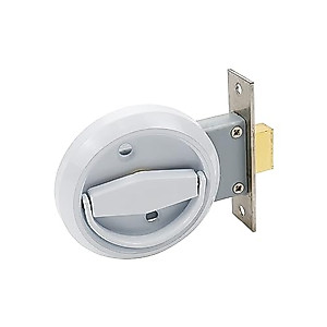 FarBoat 1 Set Single Side Recessed Flush Door Locks 304 Stainless Steel Round Sliding Door Pull Lock Hidden Privacy Door Lock Locker Knobs Handles (White)