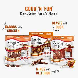 Good ’n’ Fun Triple Flavor Kabobs 18 Count, Rawhide Snack for All Dogs (3 Pack)