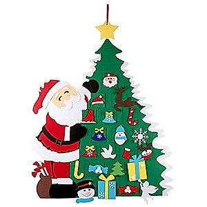 DIY Felts Christmas Tree Set with Ornaments for Kids Xmas Gifts Door Wall Hangin Valentine Ornament