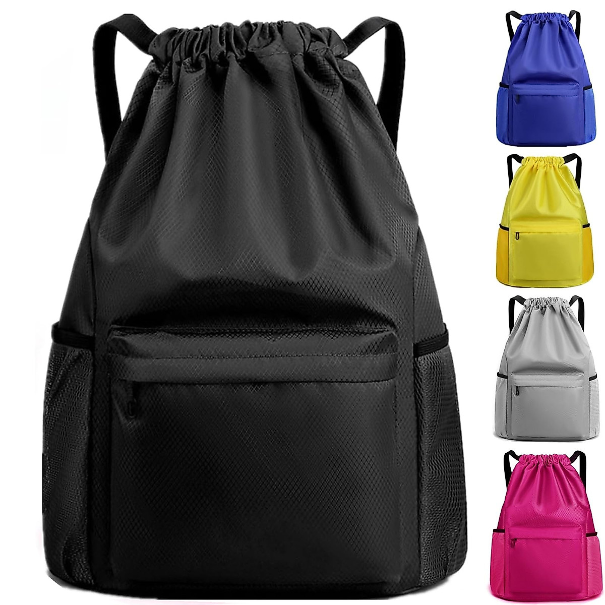 BLIRITEL Drawstring Backpack Waterproof String Bag, Gym Sackpack Sports Fitness Yoga Bag, Shopping Casual Backpack for Men Women (Black)