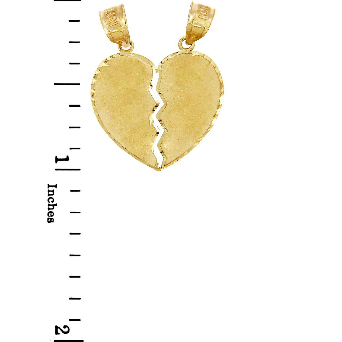 10k Yellow Gold Satin Finish Breakable Heart Charm Pendant, 0.8"