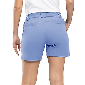 TBMPOY Women's 5'' Golf Hiking Shorts Quick Dry with 5 Pockets Stretch Athletic Casual Summer Trip Water Resistant Blue Purple XL