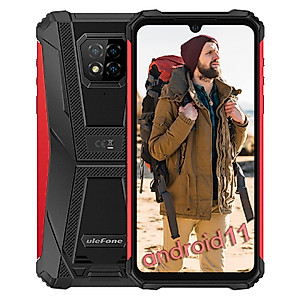 Ulefone Armor 8 Rugged Cell Phones Unlocked, Waterproof Phone 4GB RAM 64GB ROM 256GB Expansion, 16MP+5MP+2MP Camera, Android 11 Octa-core, 6.1 inch Display, NFC, OTG, GPS, 5G WiFi, Global Version, Red