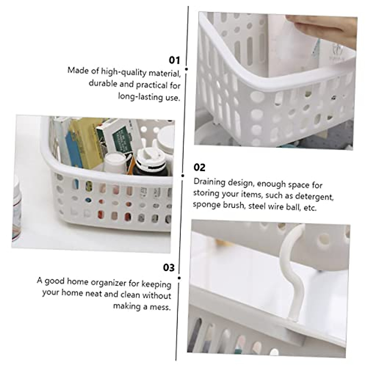 COLLBATH 2pcs Plastic Bathroom Hanging Basket Hanging Shower Caddy Hangable Bathroom Storage Basket Bathroom Shelf Organizer Bathroom Storage Rack Draining Basket Mesh Basket Plastic Pp