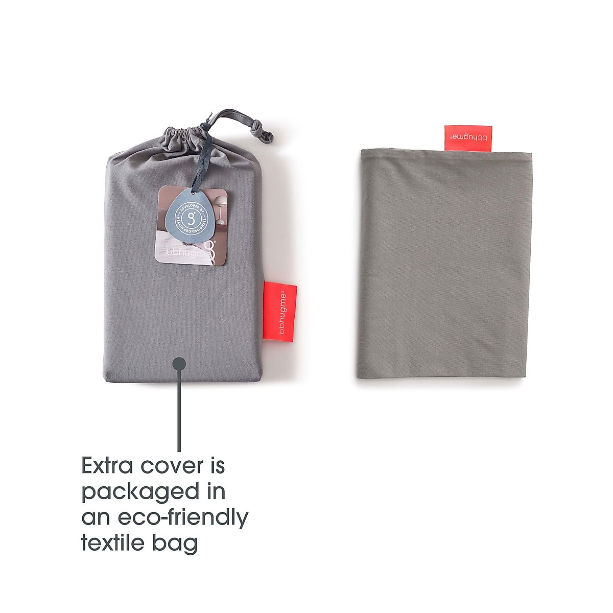 bbhugme Pregnancy Pillow Cover - Cotton Jersey Fabric - Fits Pregnancy Pillow for Side Sleeping - Cover Only, Pregnancy Pillow Sold Separately, Stone