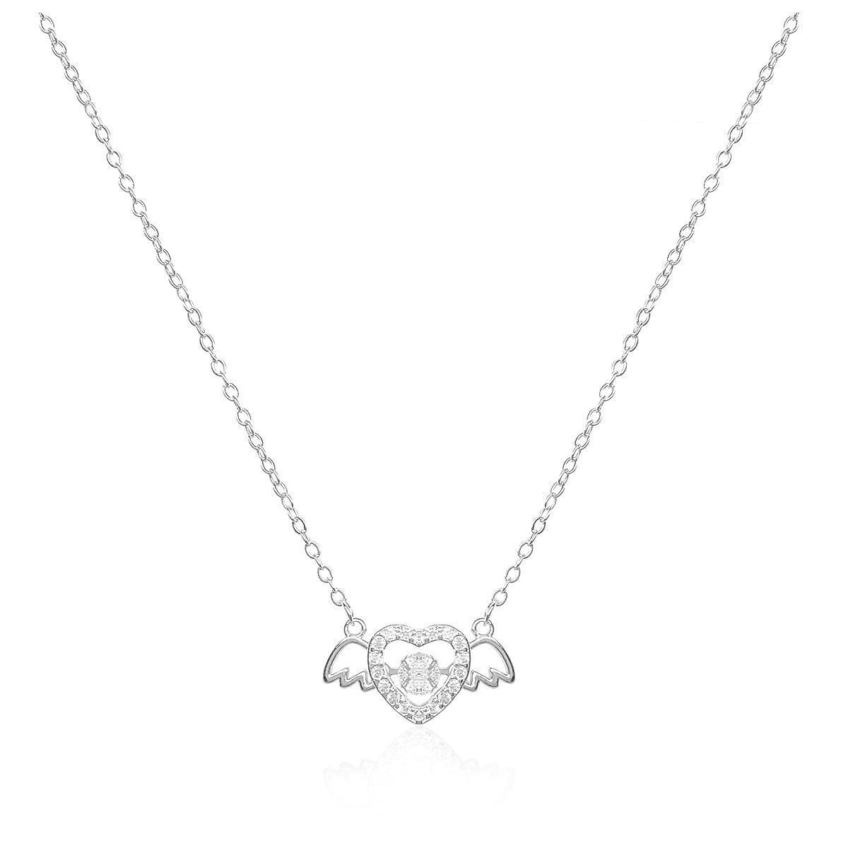 14K White Gold Plated Sterling Silver Dainty Women Pendant Necklace with CZ Stones for Girlfriends Gift Packed (Infinity Heart)