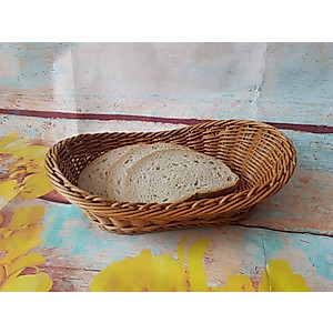 Wicker Bread Basket, Tabletop Woven storage basket, Food Fruit Vegetables Serving, Restaurant Serving Basket (11x7.5x3.9 lnch) (2pcs)