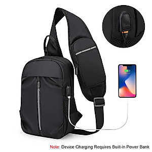 Donason Sling Backpack Crossbody Men Outdoor Travel Hiking Anti Theft Pocket Daypack, Small Chest Bag with USB Charging Port