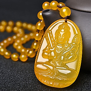 c1lint7785631 Women's Necklaces Men's Necklaces Buddha Pendant Necklace Bodhisattva Amulet Talisman Made of Agate Gemstone (yellow agate Akasagarbha (Space))