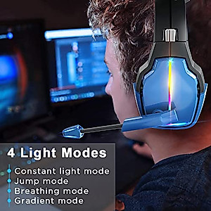 CamDive Gaming Headset for PS4 PS5 PC Xbox One, 3D Stereo Sound PS5 Headset, Noise-Cancelling Over Ear Gaming Headphones with Mic for Switch Laptop Mobile… (Blue)