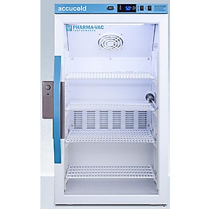 Summit Appliance ARG3PV Pharma-Vac Performance Series 3 Cu.Ft. Counter Height Commercial Vaccine All-Refrigerator with Glass Door, Automatic Defrost, Digital Thermostat and White Cabinet