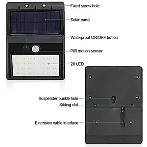 Ejoyous Solar Sensor Light, Waterproof Solar Powered Light 3 Modes Wall Light Motion Sensor Garden Light for Home Garden