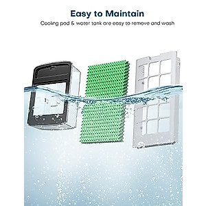 TEMEIKE 3-IN-1 Evaporative Air Cooler, Swamp Cooler Air Conditioner Portable for 1 Room w/Remote, 3 Speeds & 2 Modes, 70° Oscillation & 7H Timer, Windowless Evaporative Cooler for Indoor Office Home