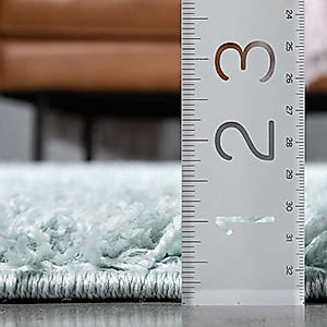 Well Woven Elle Basics | Emerson Shag Seafoam Green | Textured Area Rug 6x9 (6'7" x 9'6")