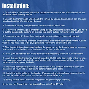 Upgrade Transfer Case Cable Shift Linkage Compatible with Jeep Wrangler TJ 4WD 1997-2006 jeep Heavy Duty Tansfer Case Shift Cable Conversion Kit