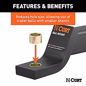 CURT 21201 Trailer Hitch Ball Hole Reducer Bushing, Reduces 1-1/4-Inch Diameter to 1-Inch Stem