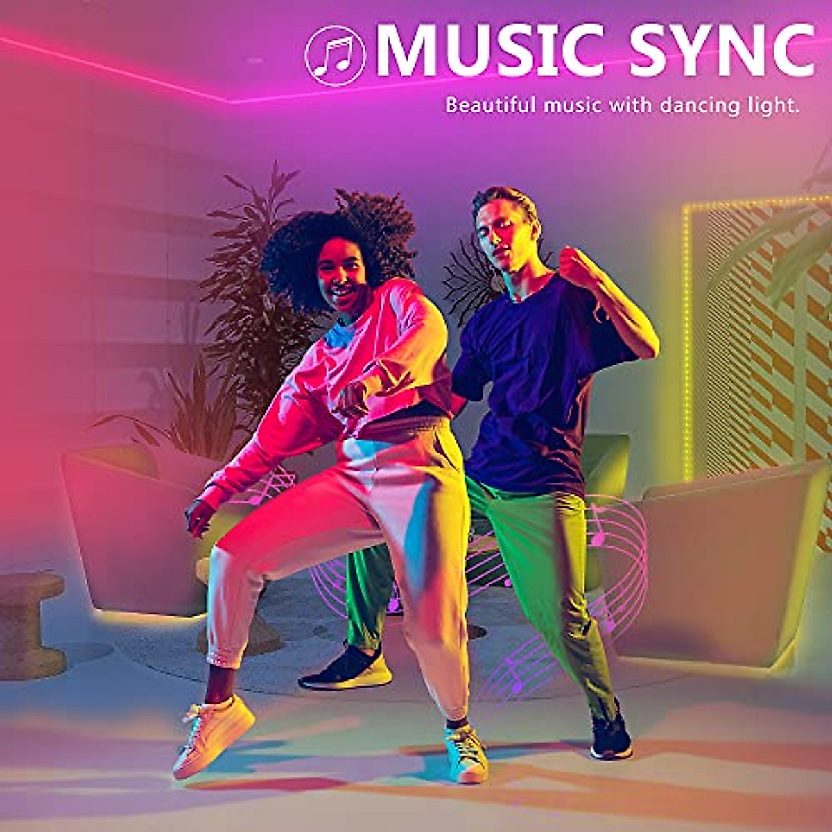 60ft Bluetooth LED Strip Lights,SMD 5050 Music Sync LED Lights Strip,RGB Color Changing LED Lights with Remote,Smart Phone APP Control,LED Lights for Bedroom,Ceiling,Room DIY(APP+Remote +Mic/60ftx1)