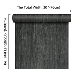 CHICHOME Large Size 30"x236" Dark Grey Wood Wallpaper Peel and Stick Wood Grain Contact Paper for Countertops Waterproof Thick Self Adhesive Distressed Wood Vinyl Wrap for Cabinets Drawer Furniture