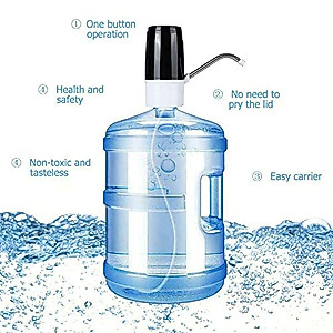 FVSTR 5 Gallon Water Dispenser,Electric Drinking Water Pump Universal USB Charging Water Bottle Pump for 2-5 Gallon, Portable Water Dispenser Pump for Camping