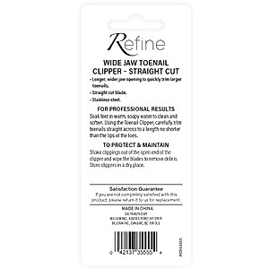 REFINE Wide Jaw Straight Cut Toenail Clipper, Stainless Steel, 2 Count