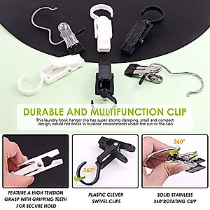 Keadic 25 Pieces Super Strong Plastic Home Travel Swivel Hanging Laundry Hooks Clip, Stainless Steel Clothespin Laundry Hooks Boot Clips for Socks, Hats, Baby Shoes/Clothes, Towels, Underwear