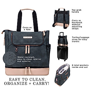 Petunia Pickle Bottom New Pivot Backpack (Indigo/Blush) + Diaper Clutch (Leopard) Bundle