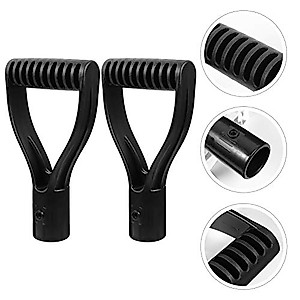 Cabilock 2pcs D Shaped Plastic Grip Snow Shovel Handle Replacement Spades Forks Garden Snow Removal Spade Snow Scoop Digging Raking Tools Hand Protect Black