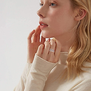 OPOMOMO 3 Pcs 2mm Women Stackable Eternity Ring Wedding Bands,18K White Gold Plated Cubic Zirconia Promise Rings Set (8)