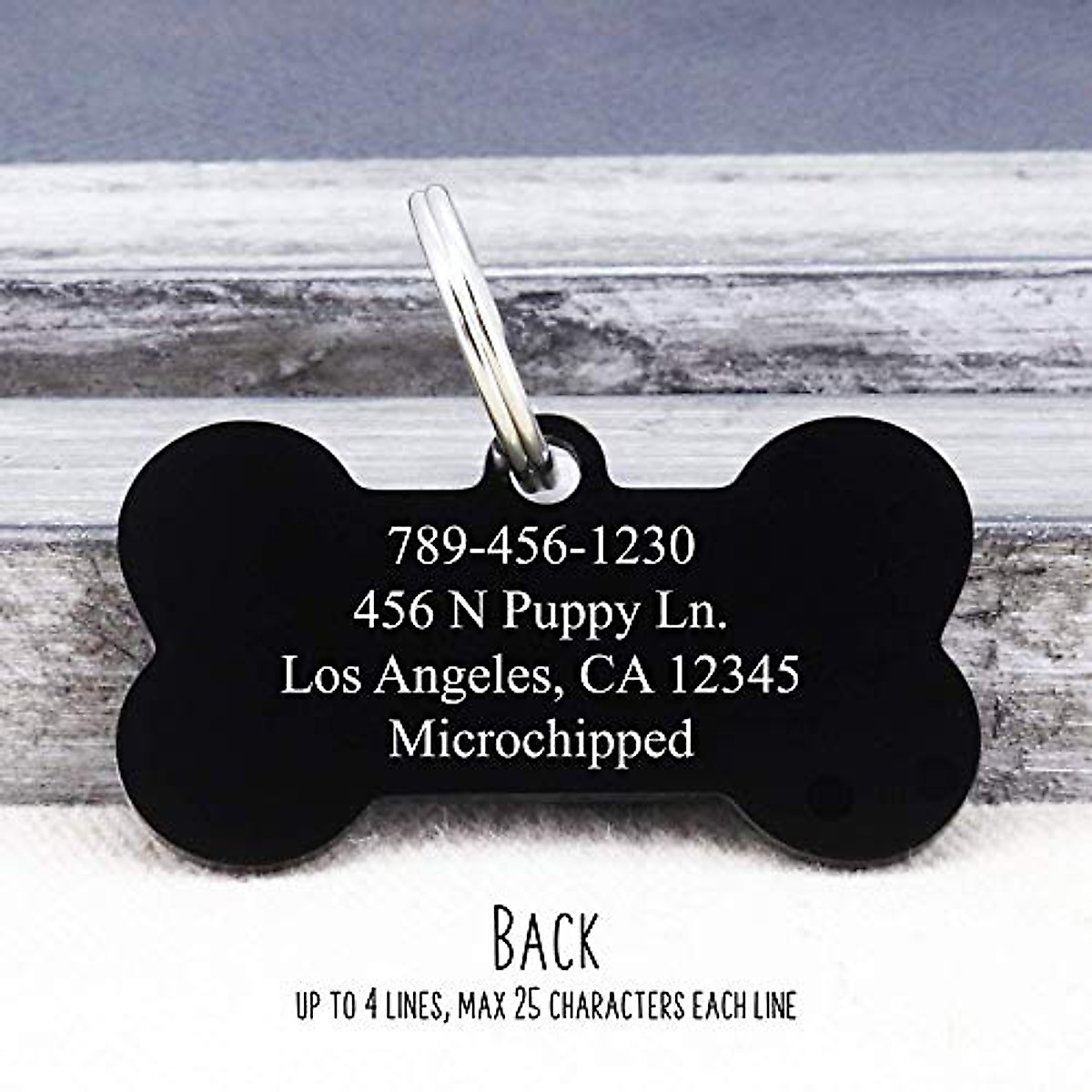 Ultra Joys Stainless Steel Pet ID Tag Dog Name Tags Personalized Front and Back Engraving, Customized Dog Tags and Cat Tags, Optional Engraved on Both Sides, Bone Tag with Mountain Design, Small