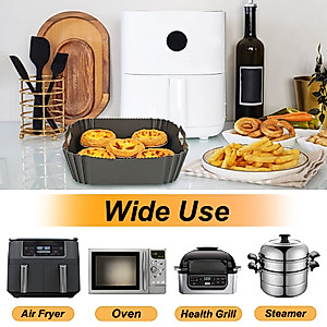 BYKITCHEN Square Air Fryer Silicone Liners, 2 Pack 8.5 Inch Reusable Silicone Air Fryer Tray Fit for 4 to 6 QT, Air Fryer Accessories for Cosori, Instant Vortex Air Fryer and More(Inner Size: 7in)