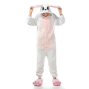 UreeUine Ultra Soft Plush Pink Easter Bunny Costume Cosplay Sleepsuit S