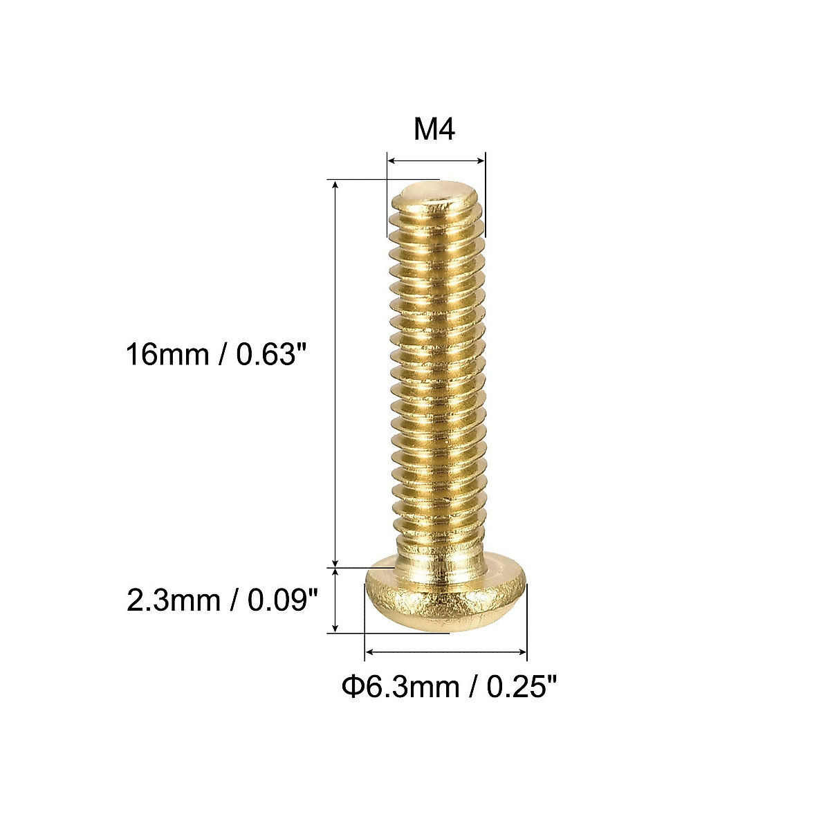 uxcell Brass Machine Screws, M4x16mm Phillips Pan Head Fastener Bolts for Furniture, Office Equipment, Electronics 20Pcs