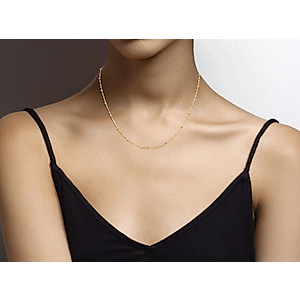 Miabella Italian 18K Gold Over Silver Italian Singapore Bead Chain Station Necklace for Women, Made in Italy (Length 18 Inch (women's average length))