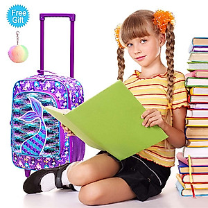gxtvo Kids Suitcase with Wheels for Girls, Mermaid Rolling carry on Luggage for Toddler Children