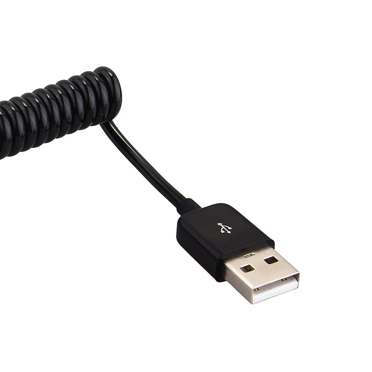 USB 2.0 Type A Male to Mini Expansion Spring Coiled Cable 4-36inch Standard Spiral Flexible Extension for Printers, Cameras, Mouse, Cell Phone