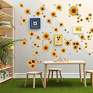 135 Pcs Sunflower Wall Sticker, Removable Sunflower Stickers Waterproof 3D Sunflower Wall Decor Stickers for Kids Mothers Day Decorations Bathroom Kitchen Decor Decals