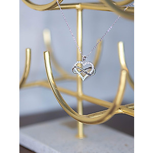 Jes & Jani Infinity Heart Necklace for Women, Love Heart Pendant with Cubic Zirconia and Infinity Necklace, 925 Sterling Silver Heart Necklace for Girlfriend