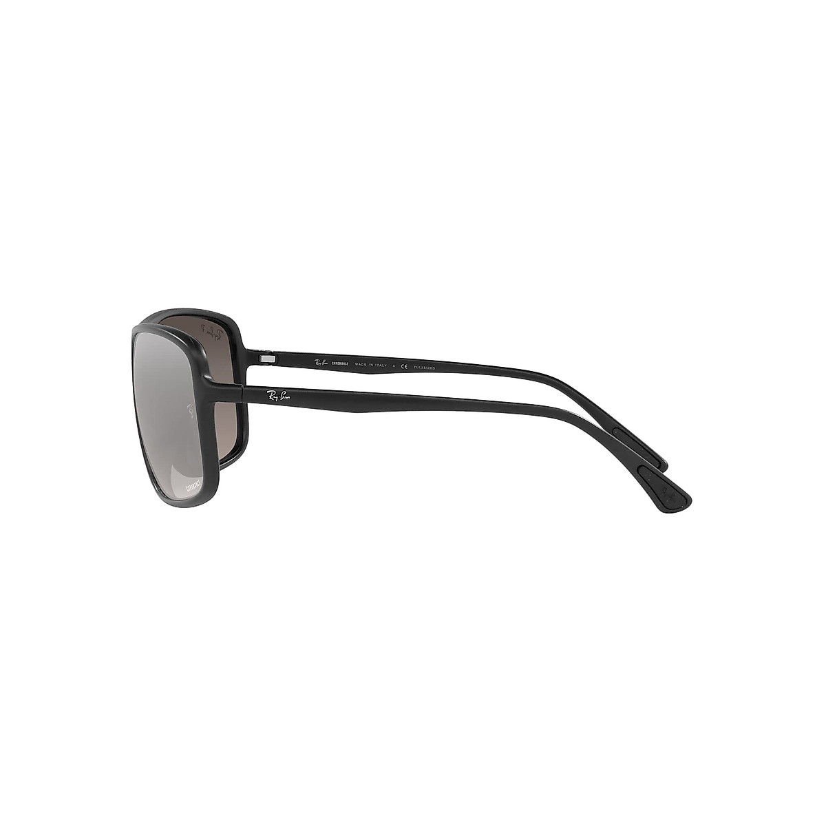 Ray-Ban RB4375 Rectangular Sunglasses, Matte Black/Polarized Grey Mirrored Grey Gradient, 60 mm